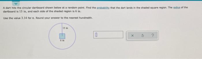 Solved A dart hits the circular dartboard shown below at a | Chegg.com