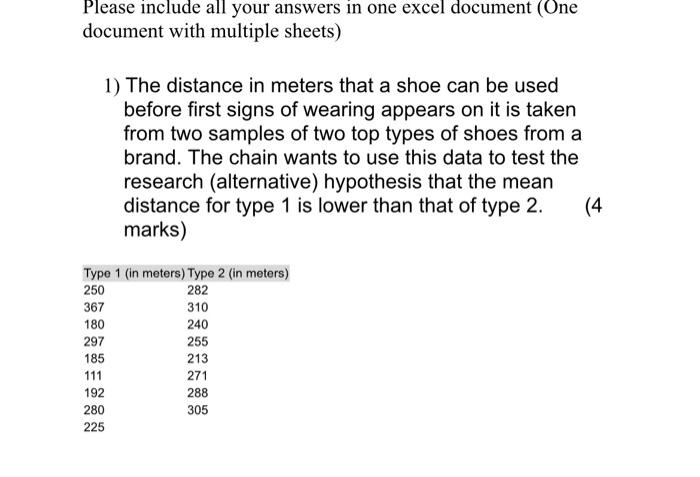 Solved Please include all your answers in one excel document | Chegg.com