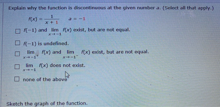 Solved Explain Why The Function Is Discontinuous At The G