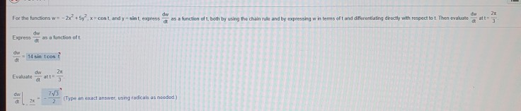 Solved lii X 13.4.1 For the functions w=7x?-?x cost and y | Chegg.com