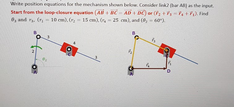 Solved Write position equations for the mechanism shown | Chegg.com