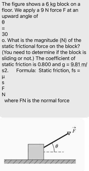 Solved The figure shows a 6 kg block on a floor. We apply a | Chegg.com
