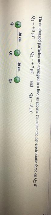 Solved Three charged particles are arranged in a line, as | Chegg.com