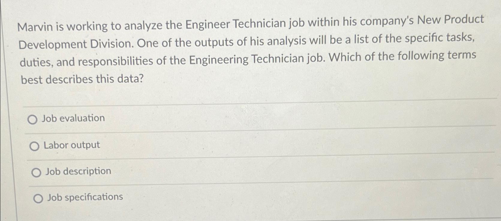 Solved Marvin is working to analyze the Engineer Technician | Chegg.com