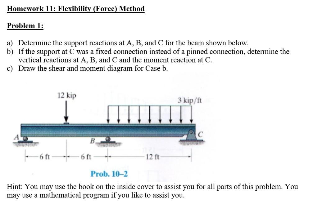 Solved Homework 11: Flexibility (Force) Method Problem 1: a) | Chegg.com