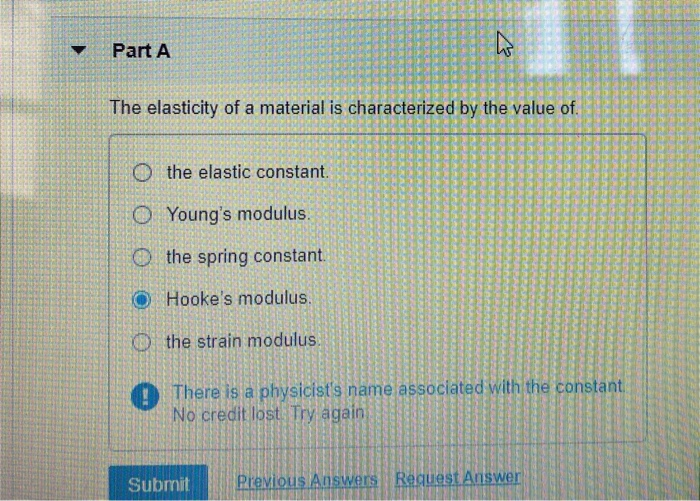 Solved Part A The elasticity of a material is characterized | Chegg.com