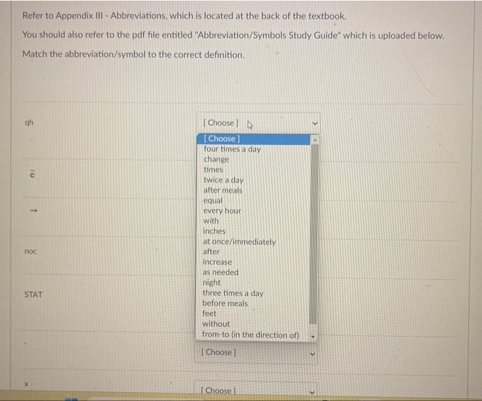 Solved Refer to Appendix III - Abbreviations, which is | Chegg.com