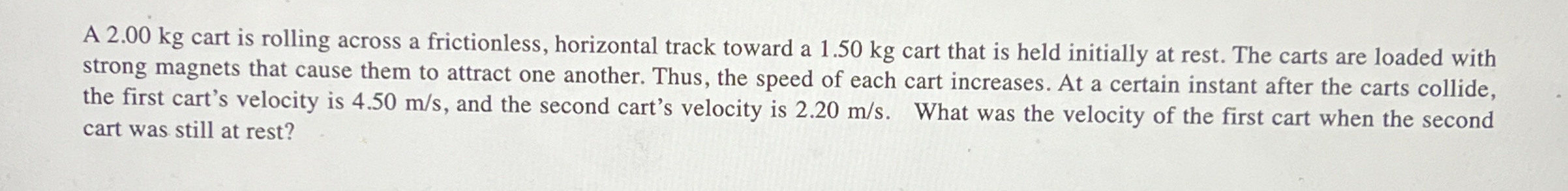 Solved A 2.00 ﻿kg cart is rolling across a frictionless, | Chegg.com