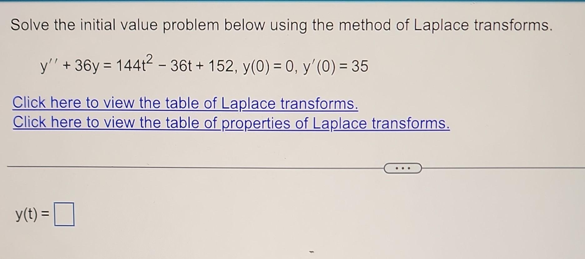 Solved Solve the initial value problem below using the | Chegg.com