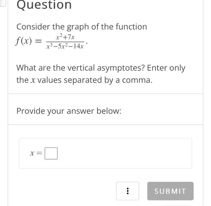 Solved Question Consider the graph of the function x2 +7x | Chegg.com