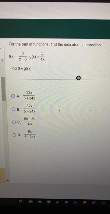 Solved For the pair of functions, find the indicated | Chegg.com