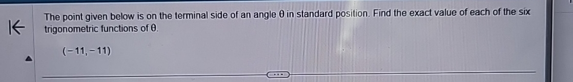 Solved The point given below is on the terminal side of an | Chegg.com