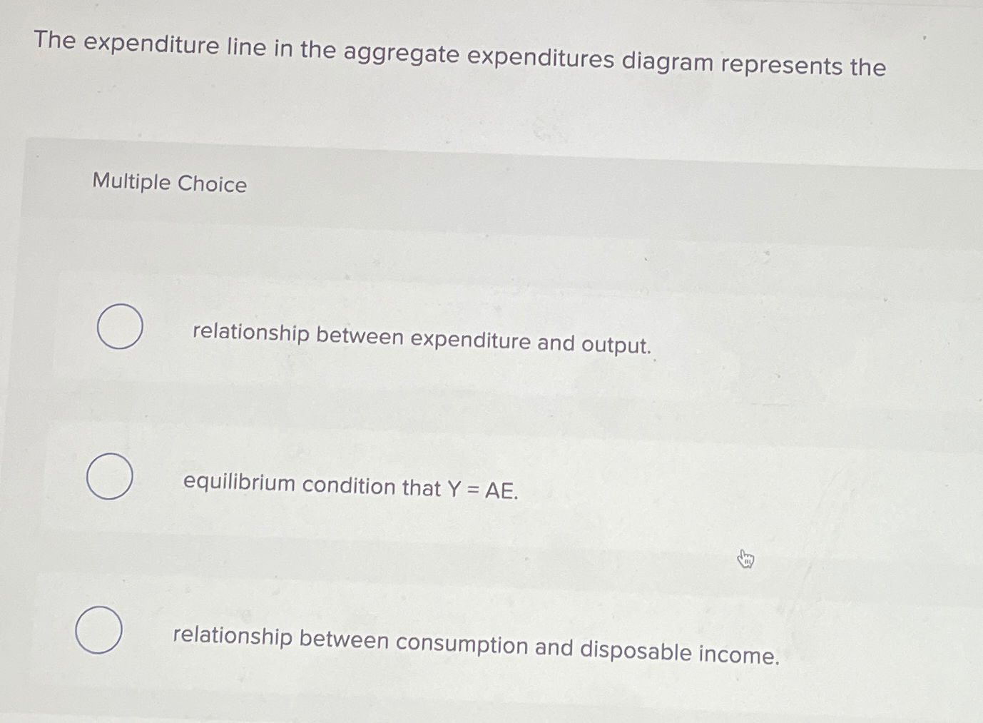 Solved The expenditure line in the aggregate expenditures | Chegg.com