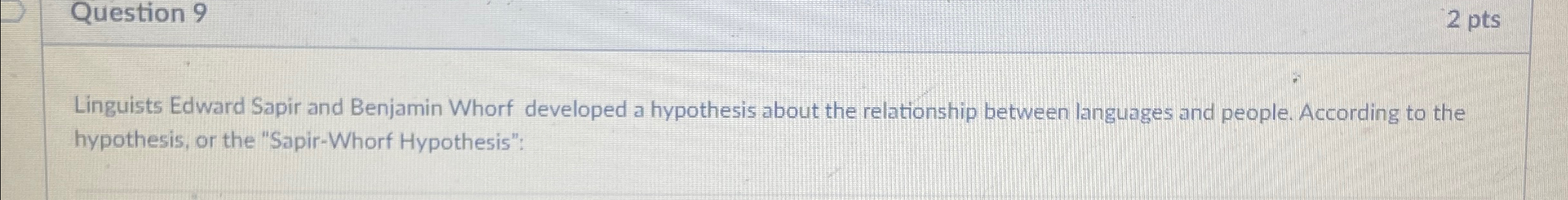 Solved Question 92 ﻿ptsLinguists Edward Sapir and Benjamin | Chegg.com