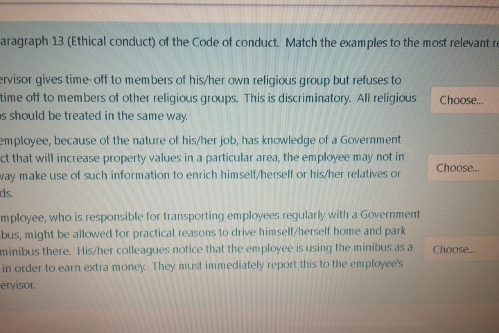 Solved aragraph 13 (Ethical conduct) ﻿of the Code of | Chegg.com