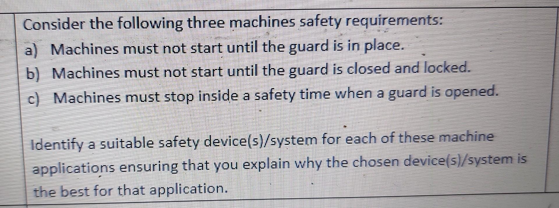 Solved Consider the following three machines safety | Chegg.com