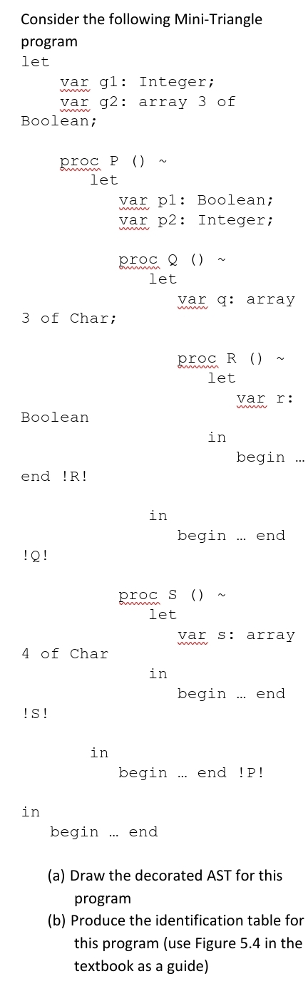 Solved Consider the following Mini-Triangle programletvar | Chegg.com
