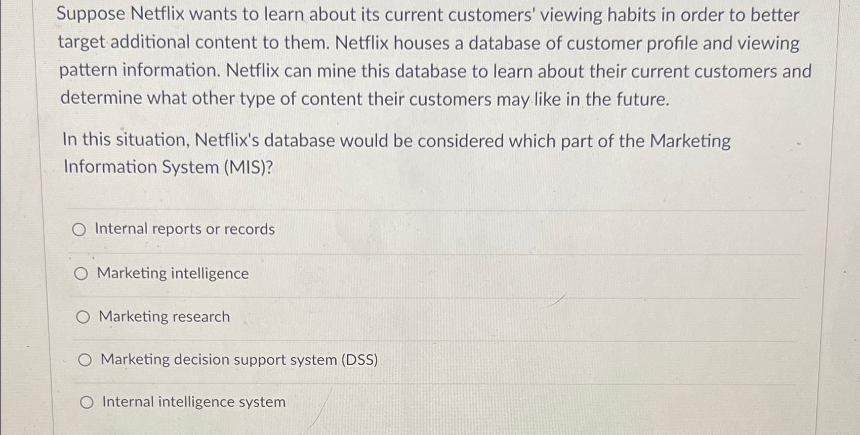 Solved Suppose Netflix wants to learn about its current | Chegg.com