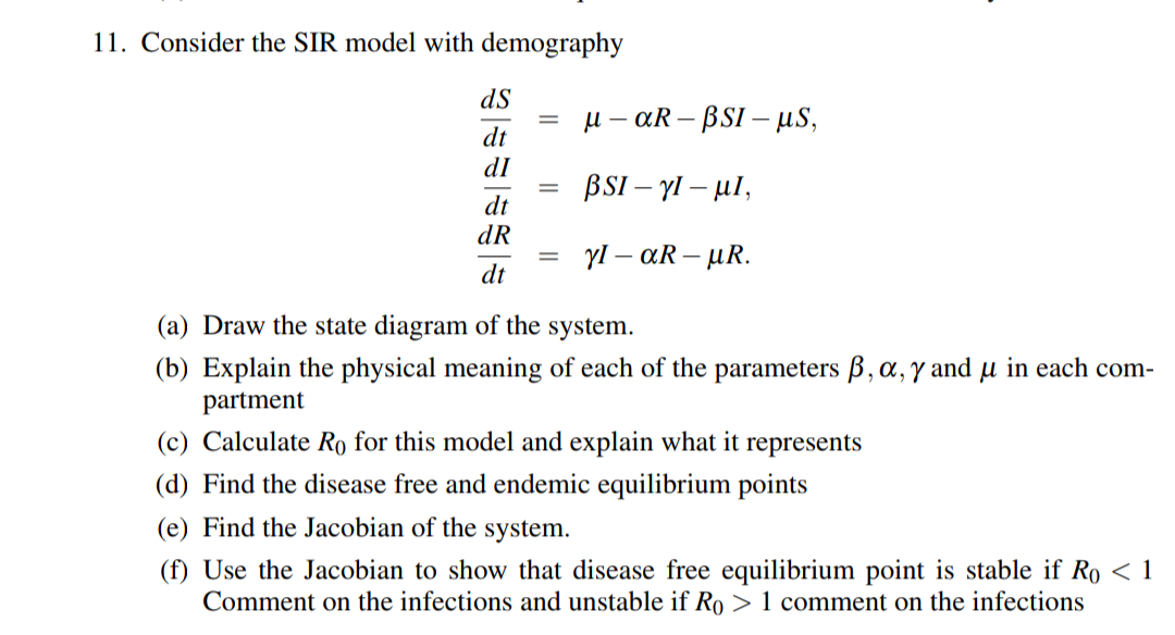 Solved 11 Consider The Sir Model With Demography