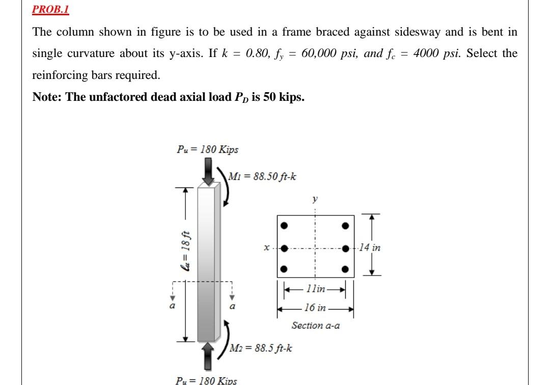 Solved PROB.1 The column shown in figure is to be used in a | Chegg.com