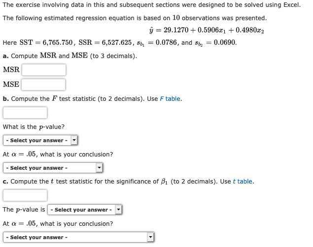 Solved The exercise involving data in this and subsequent | Chegg.com