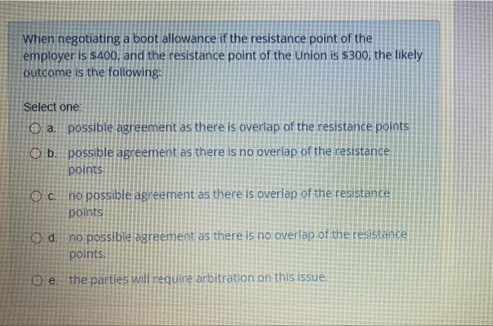 Solved When negotiating a boot allowance if the resistance | Chegg.com