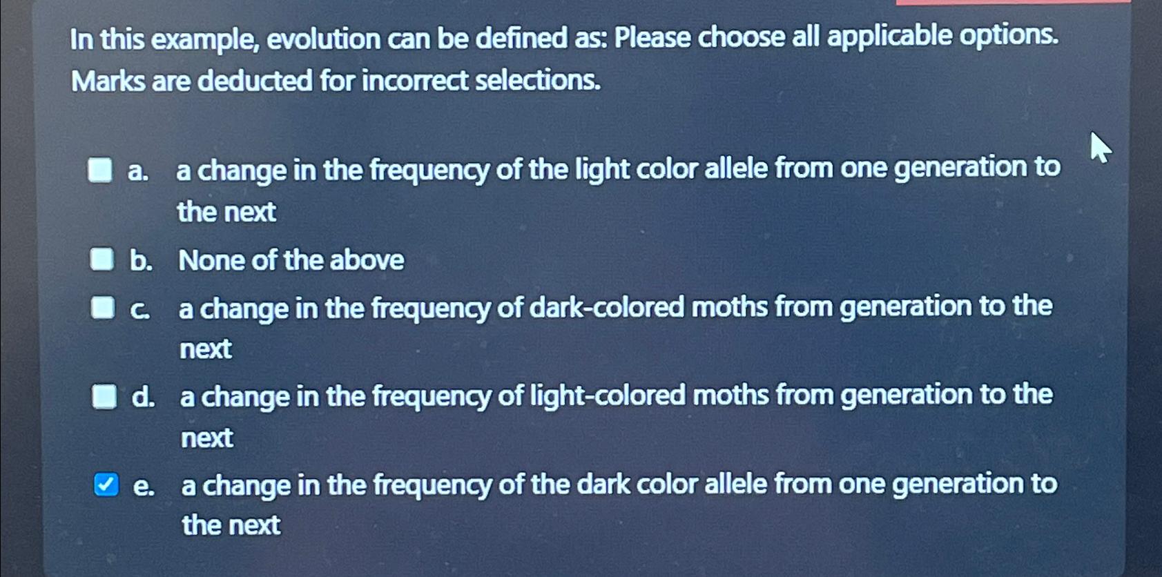 Solved In this example, evolution can be defined as: Please | Chegg.com