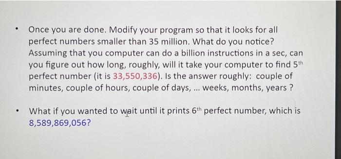 Solved Programming Exercise 1: Experiment with Perfect | Chegg.com