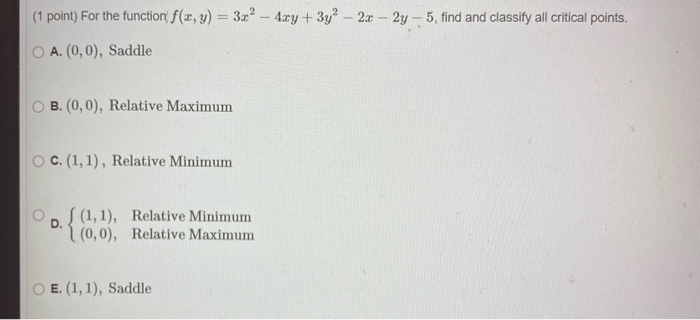 Solved (1 point) For the function f(x, y) = 3x2 - 4xy + 3y2 | Chegg.com