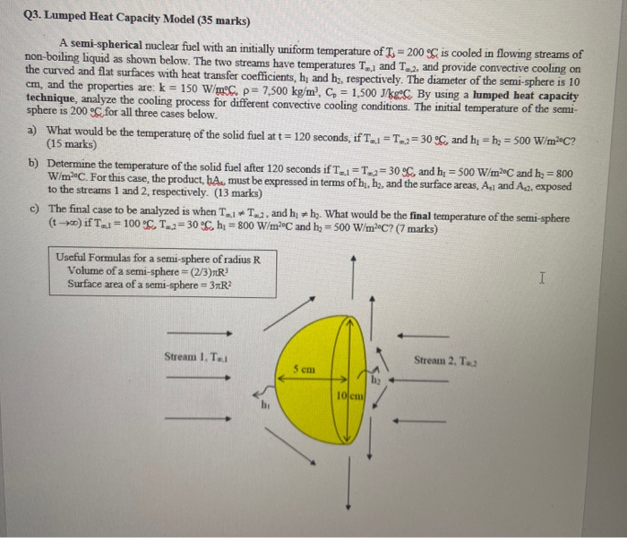 Solved Q3. Lumped Heat Capacity Model (35 marks) A | Chegg.com