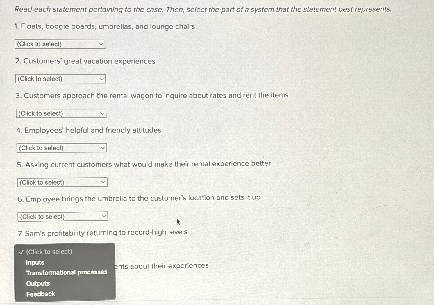 Solved Read each statement pertaining to the case. Then, | Chegg.com