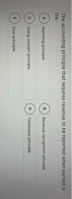 Solved The accounting principle that requires revenue to be | Chegg.com