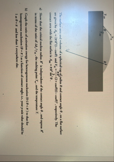 Solved The surface arca and volume of a spherical cap of | Chegg.com