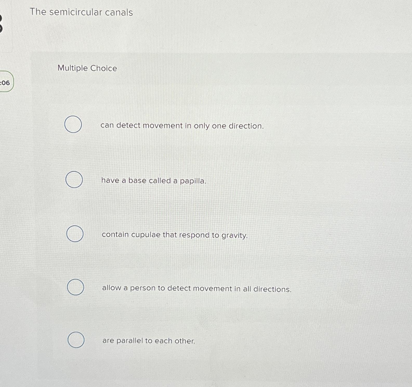 Solved The semicircular canalsMultiple Choicecan detect | Chegg.com