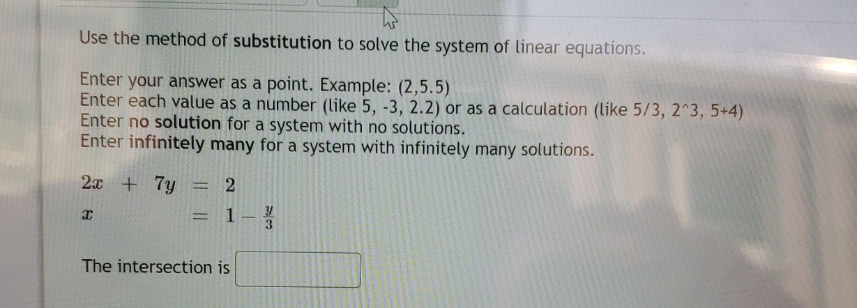 Solved Use the method of substitution to solve the system of | Chegg.com