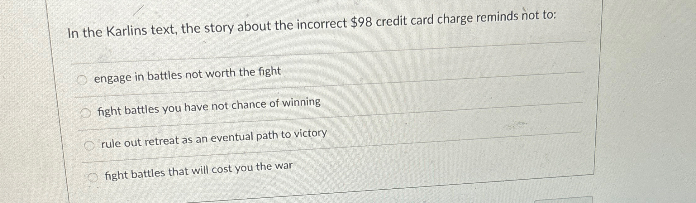 Solved In the Karlins text, the story about the incorrect | Chegg.com