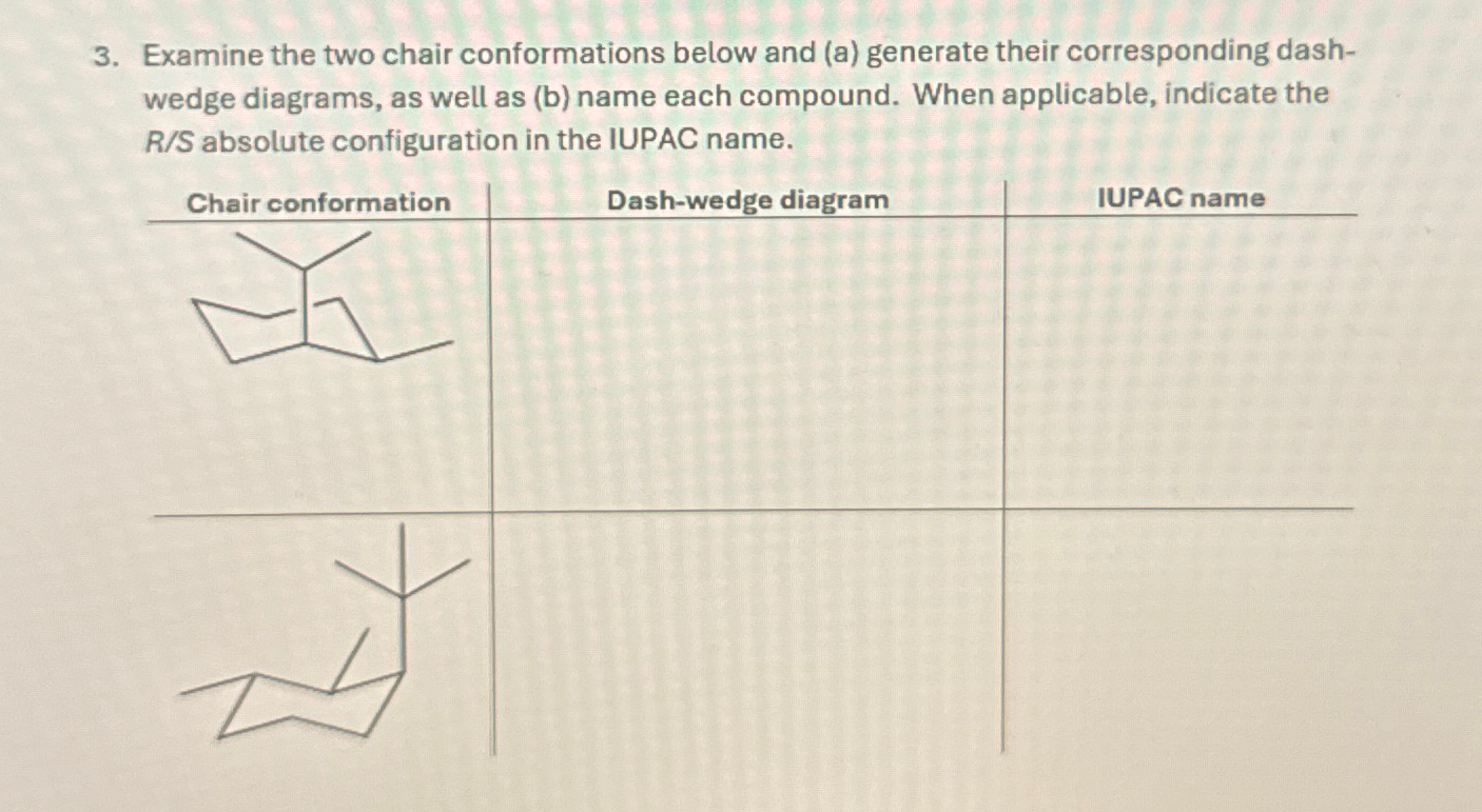 Solved Examine the two chair conformations below and (a) | Chegg.com