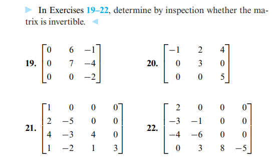 Solved In Exercises 19-22, ﻿determine by inspection whether | Chegg.com