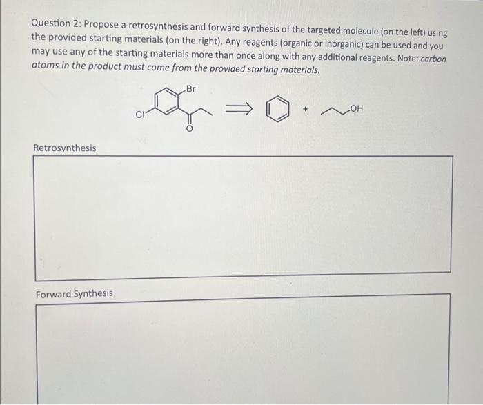 Solved Question 2: Propose a retrosynthesis and forward | Chegg.com