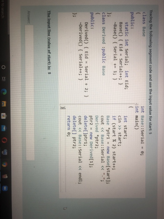 Solved =; { Tracing the following segment code and use the | Chegg.com