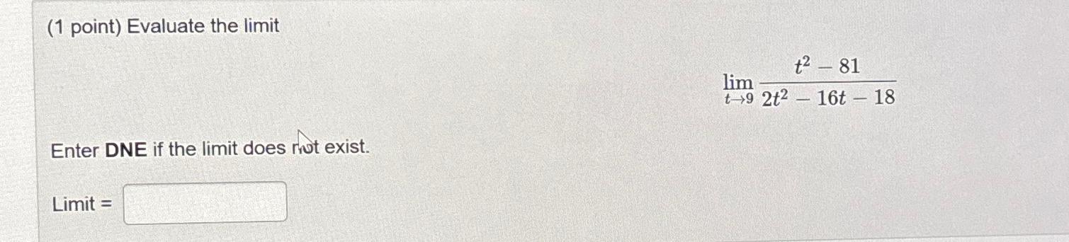 Solved (1 ﻿point) ﻿Evaluate the | Chegg.com