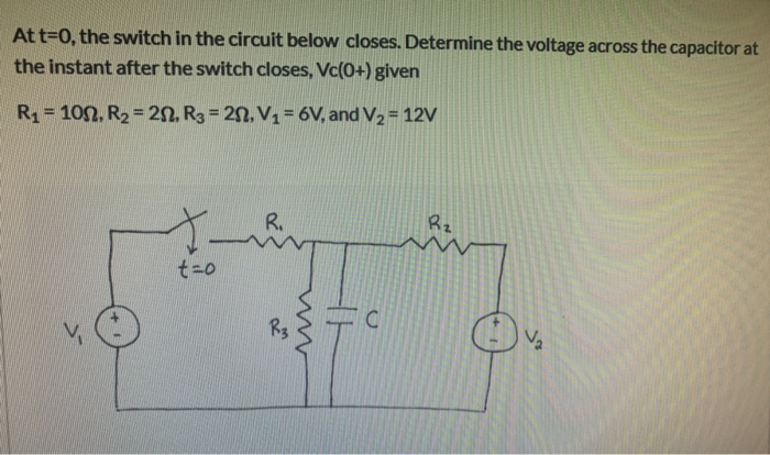 Solved At t=0, the switch in the circuit below closes. | Chegg.com