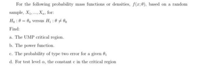 Solved For the following probability mass functions or | Chegg.com