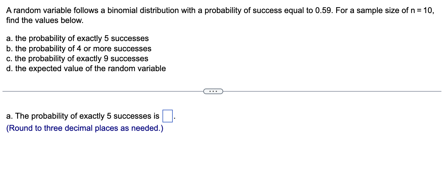 Solved A random variable follows a binomial distribution | Chegg.com