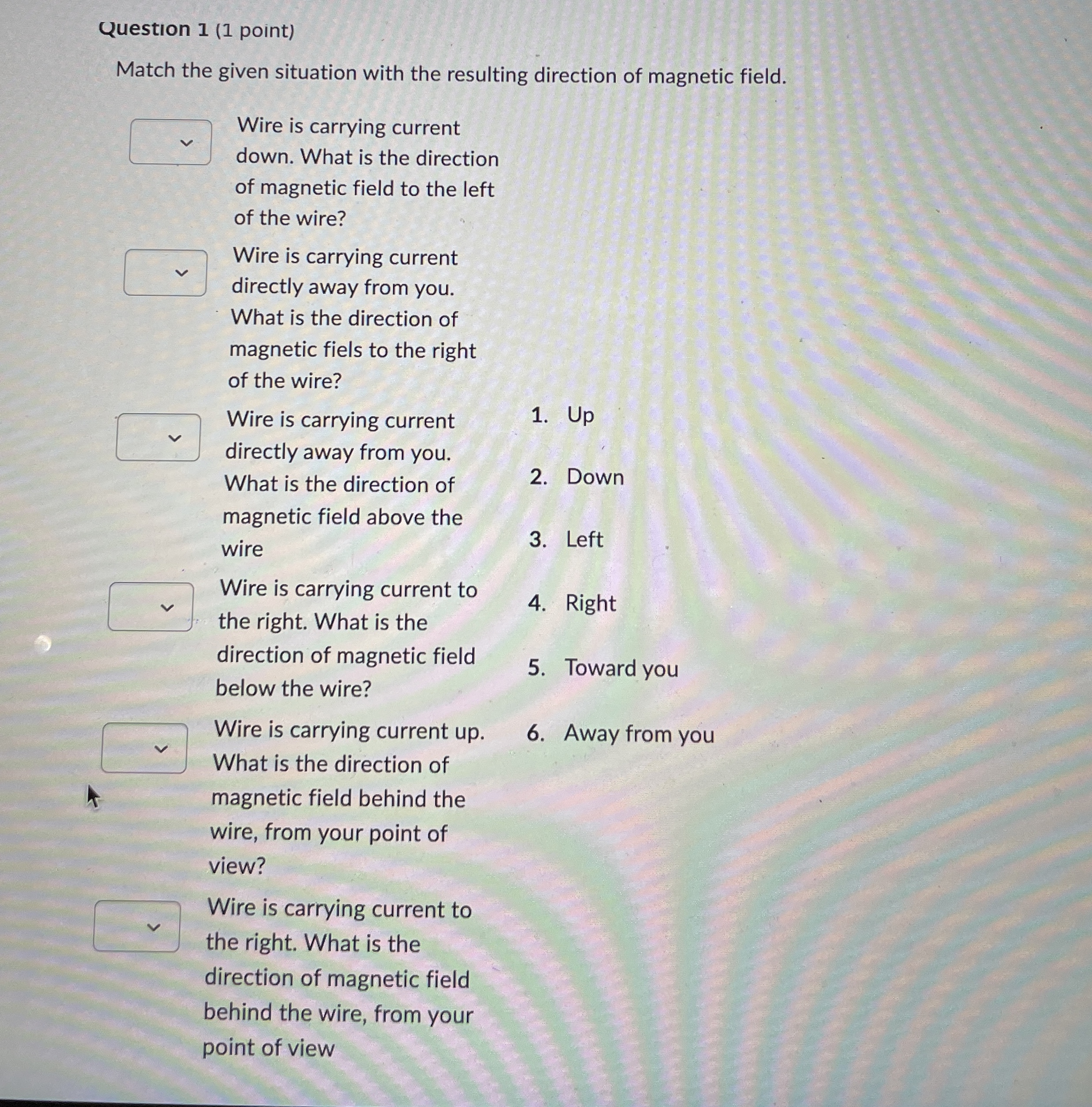 Solved Question 1 (1 ﻿point)Match the given situation with | Chegg.com