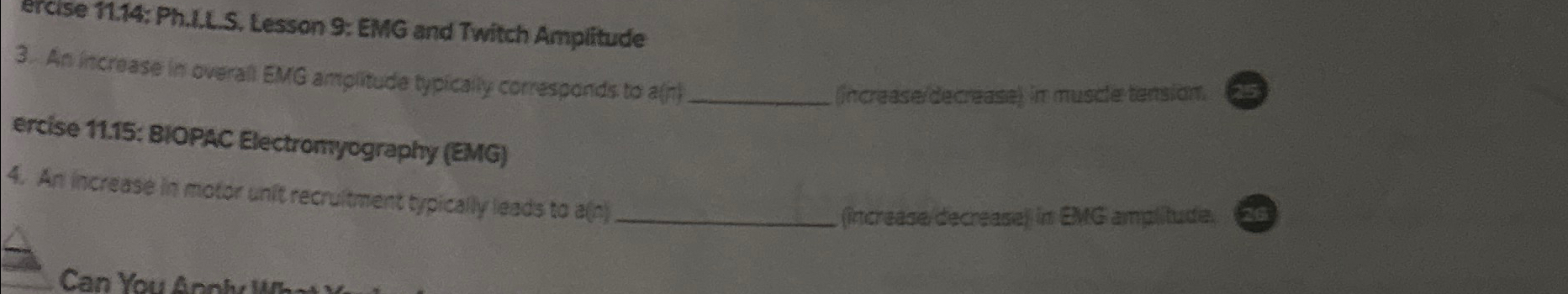 Solved Ercise 11.14: Ph.1.L.S. ﻿Lesson 9: EMG and Twitch | Chegg.com