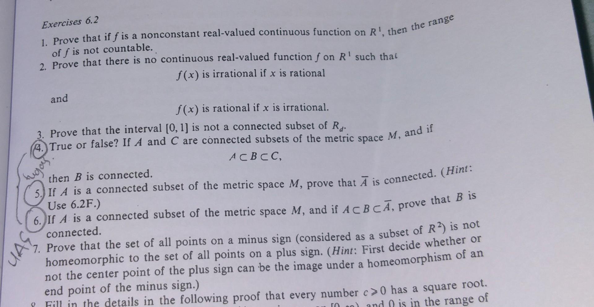 Solved Exercises 6.2 1. Prove that if f is a nonconstant | Chegg.com