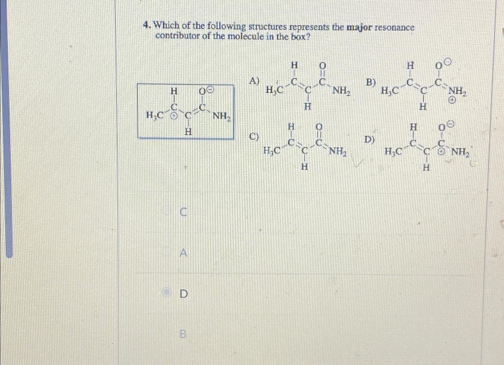 Solved Which of the following structures represents the | Chegg.com