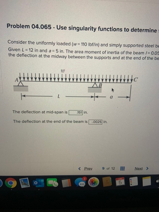 Solved Consider the uniformly loaded (w = 110 lbf/in) | Chegg.com