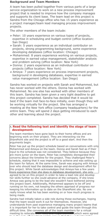 Background and Team Members A team has been pulled | Chegg.com